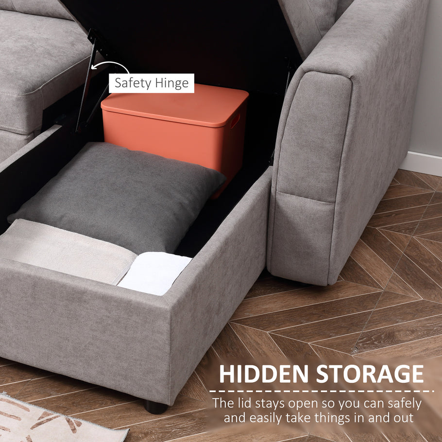 Polyester Fabric L-Shaped Corner Sofa Bed - Reversible Storage Chaise ...